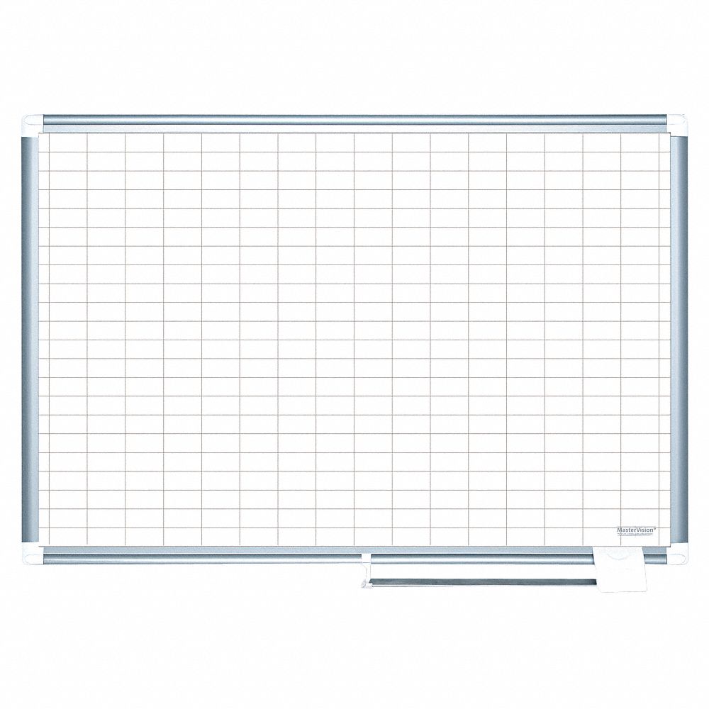MASTERVISION, Wall Mounted, 24 in Board Ht - Side 1, Grid Board ...
