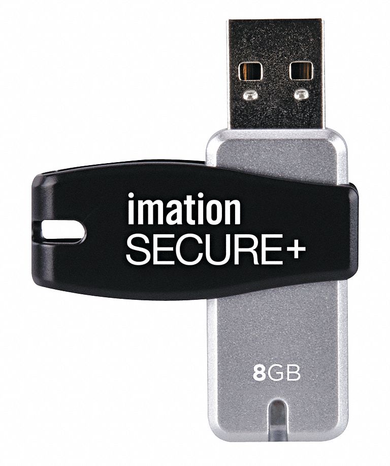 USB 2.0 Flash Drive, 8 GB, Black/Silver - Grainger
