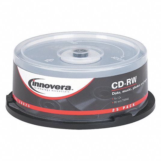 INNOVERA, Rewritable, Silver, CD-RW Disc - 19NX52|IVR78825 - Grainger