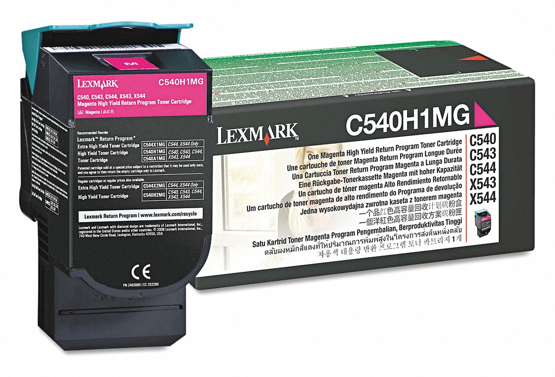 LEXMARK, Magenta, C540H1MG, High Yield Toner Cartridge - 19NX85 ...