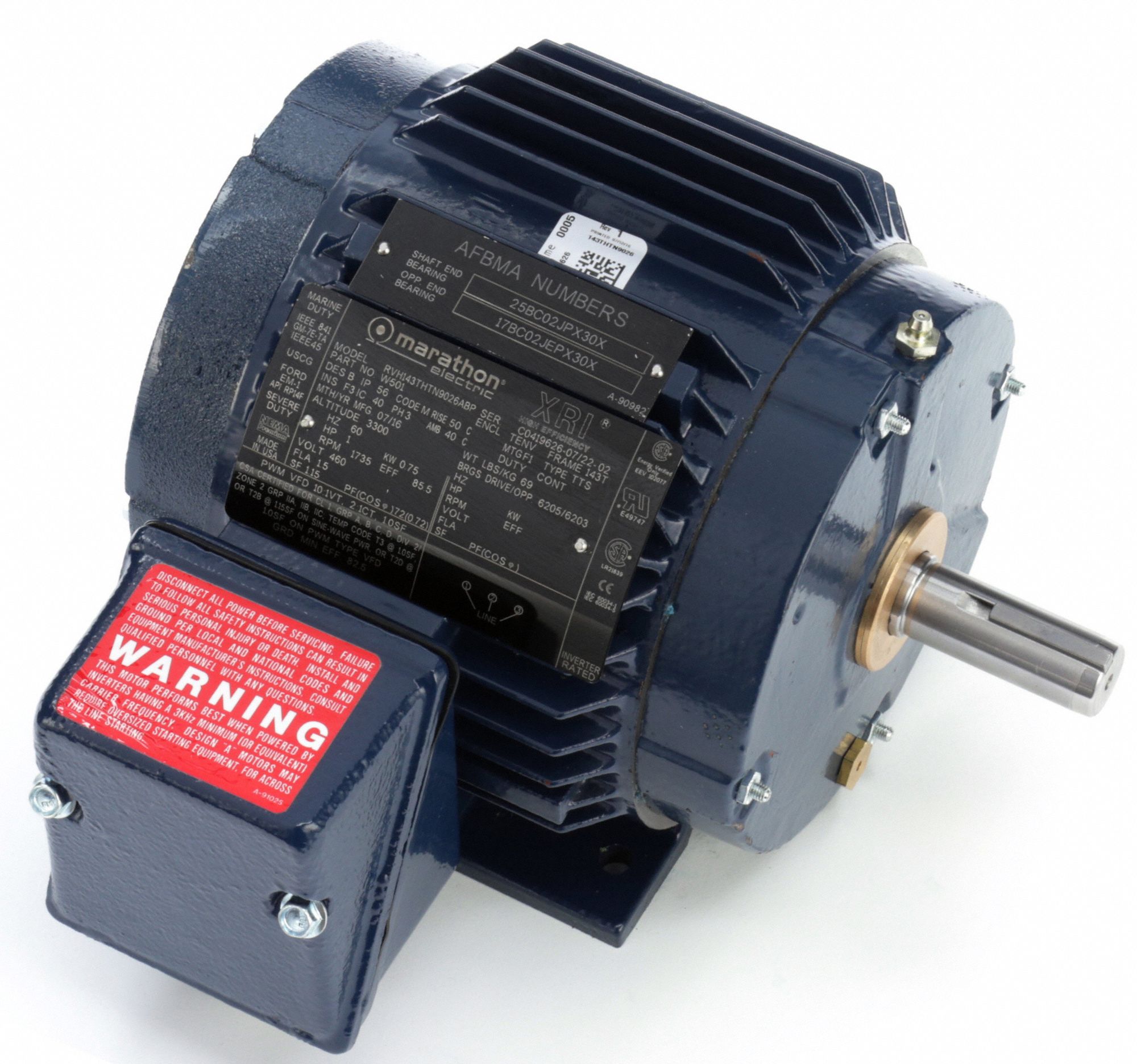 MARATHON MOTORS IEEE 841 Motor, 1 HP, 3-Phase, Nameplate RPM 1735 ...