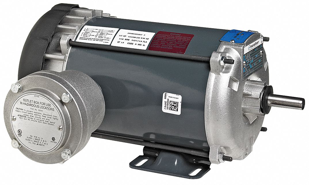 Hazardous Location Motor, 1/12 HP, Hazardous Location Class 1 D / 2 F,G ...