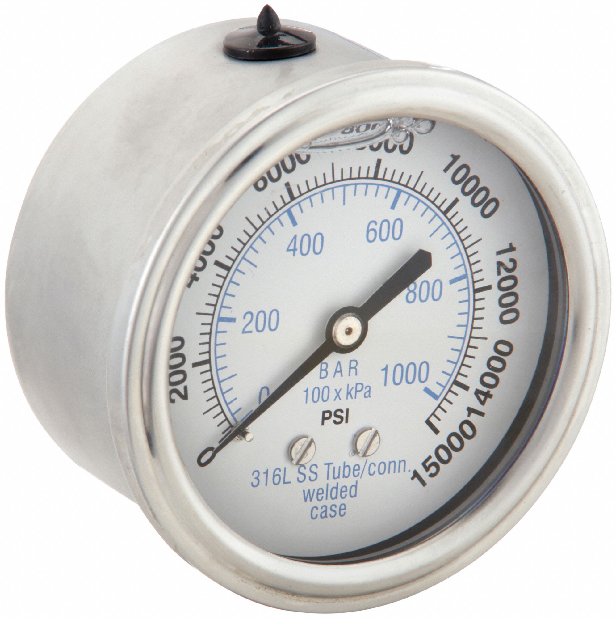 PIC GAUGES, 0 psi / Hg to 15,000 psi, 2 1/2 in Dial, Industrial ...