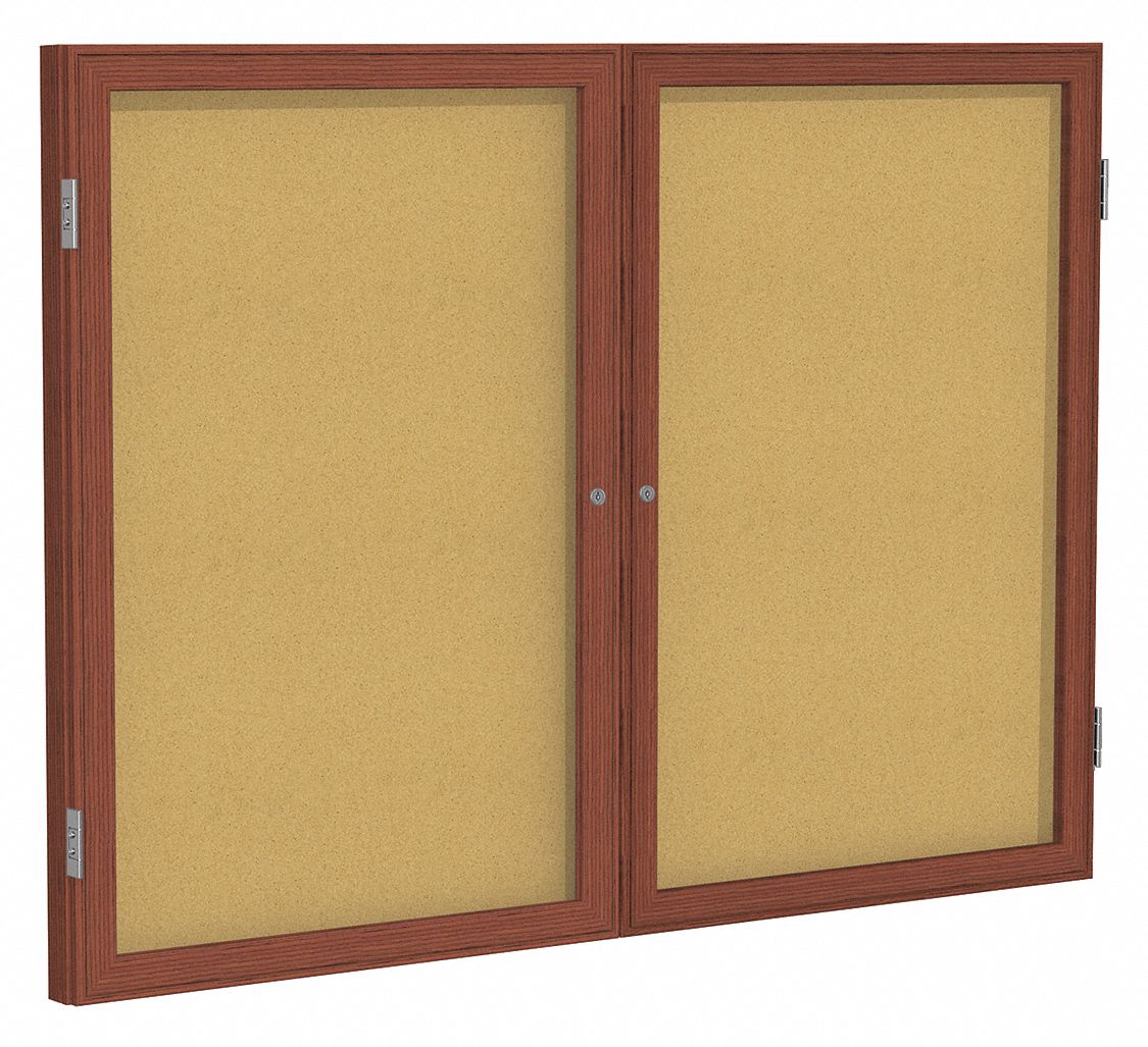 Push-Pin Indoor Enclosed Bulletin Board, Cork, 36 inH x 48 inW, Natural ...