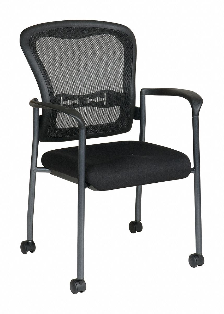 OFFICE STAR, Fabric & Mesh Seat, Titanium Frame, Stacking Chair ...