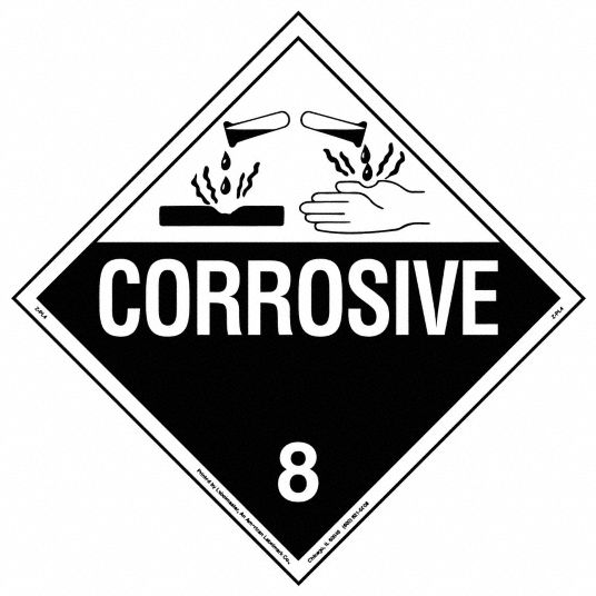 LABELMASTER, Corrosive, 10 3/4 in x 10 3/4 in, DOT Container Placard ...