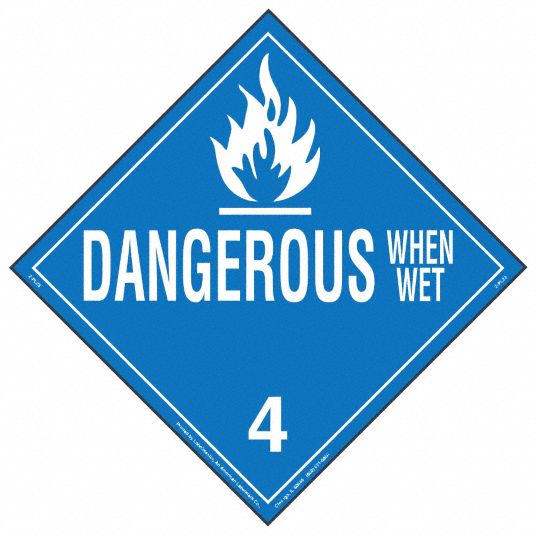 Dangerous When Wet, 10 3/4 in Label Wd, DOT Container Placard - 19TZ90 ...