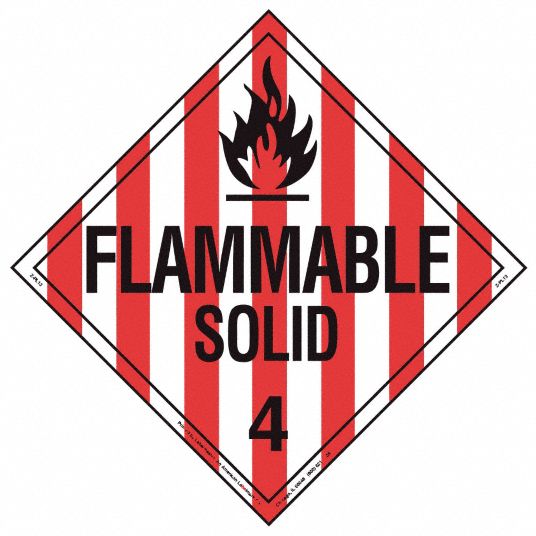LABELMASTER DOT Container Placard: Flammable Solid, 10 3/4 in Label Wd ...