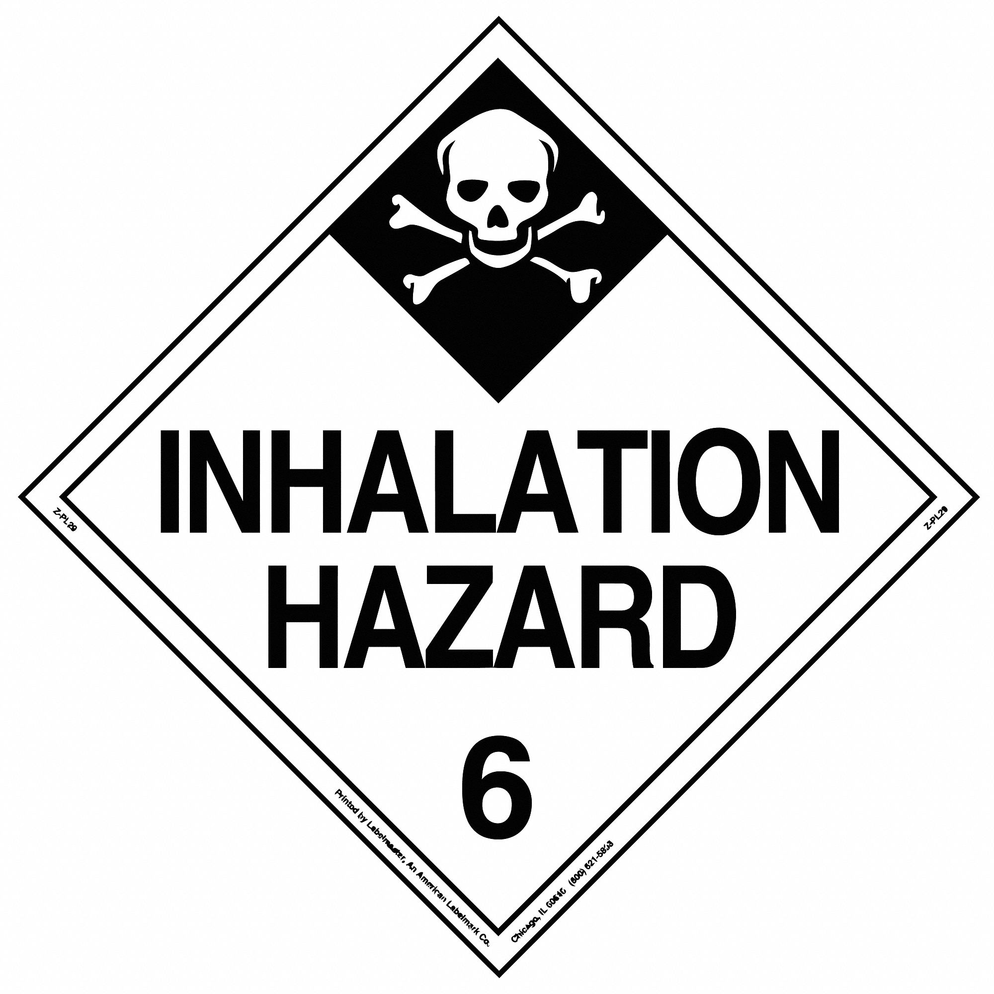 LABELMASTER DOT Container Placard: Inhalation Hazard, 10 3/4 in Label ...