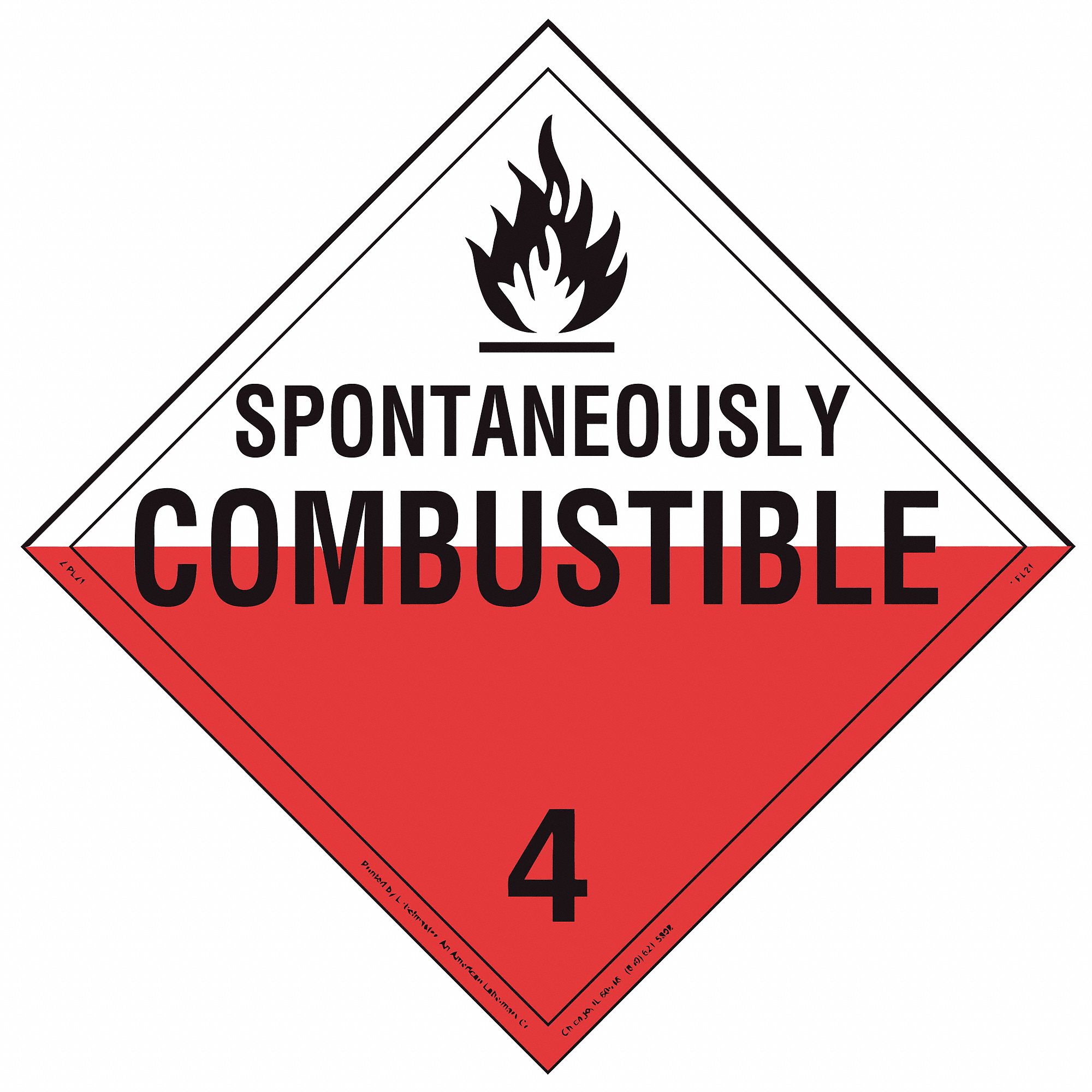 LABELMASTER DOT Container Placard: Spontaneously Combustible, 10 3/4 in ...