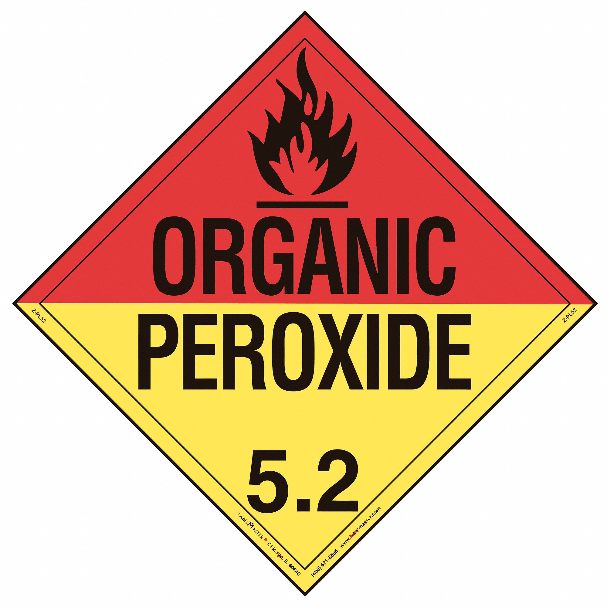 Organic Peroxide, 10 3/4 in Label Wd, DOT Container Placard - 19UA50 ...