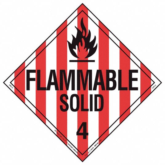 Flammable Solid, 10 3/4 in Label Wd, DOT Container Placard - 19UA55 ...