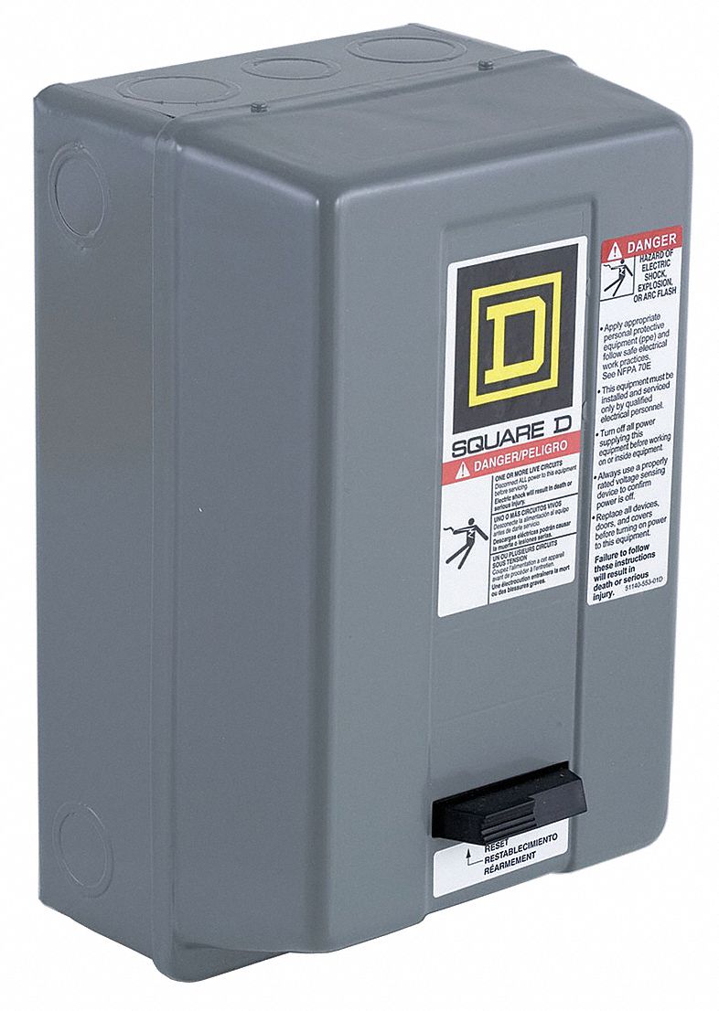 SQUARE D Magnetic Motor Starter, NEMA, 480V, 9A, 3P - 19YA75 ...