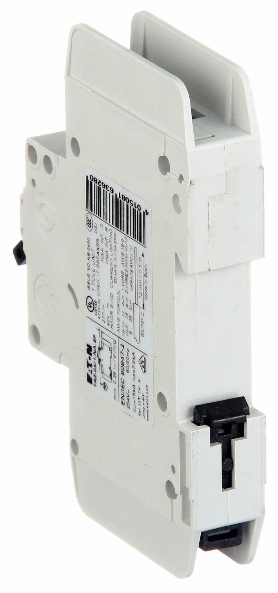 EATON IEC Miniature Circuit Breaker: 4 A Amps, 48V DC, 10kA at 277/480V AC, Screw Clamp - 19YF84 ...