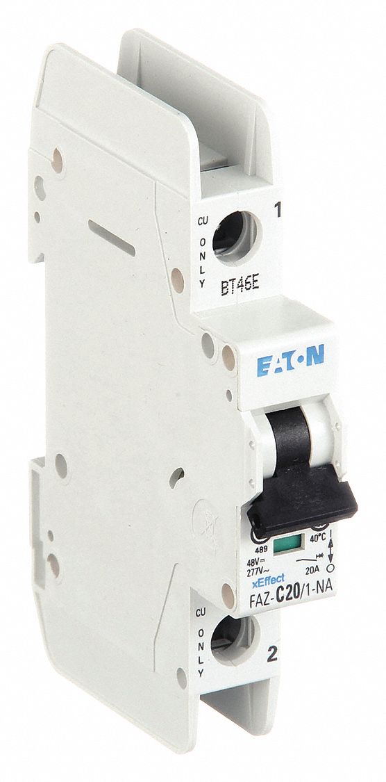 EATON, 20 A Amps, 48V DC, IEC Miniature Circuit Breaker - 19YF93|FAZ-C20/1-NA-SP - Grainger