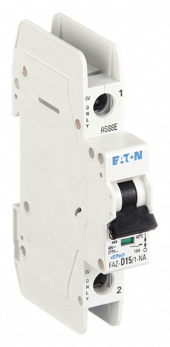 EATON, 15 A Amps, 48V DC, IEC Miniature Circuit Breaker - 19YG10|FAZ-D15/1-NA-SP - Grainger