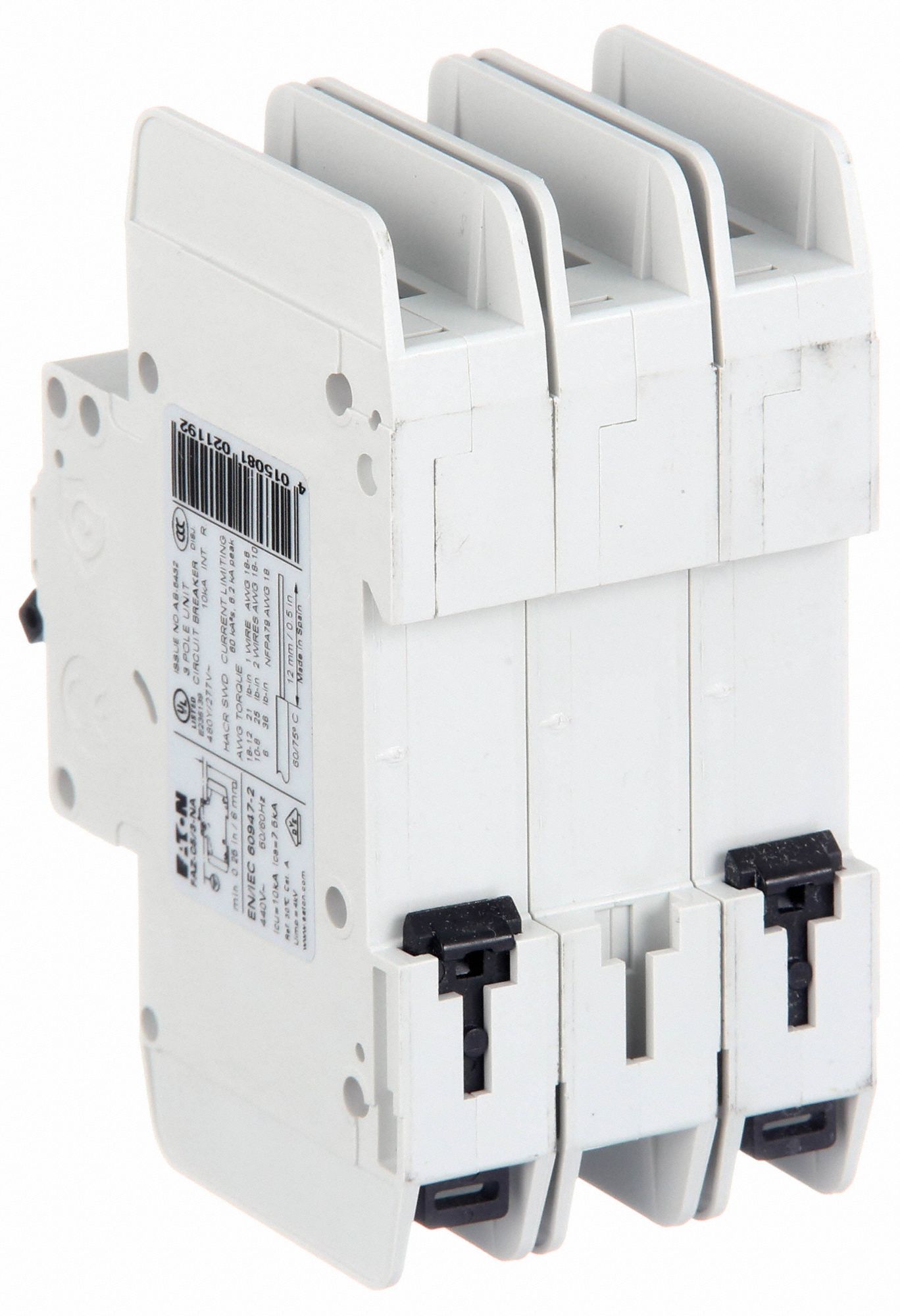 EATON IEC Miniature Circuit Breaker: 5 A Amps, 48/96V DC, 10kA at 277/480V AC, Screw Clamp, C ...