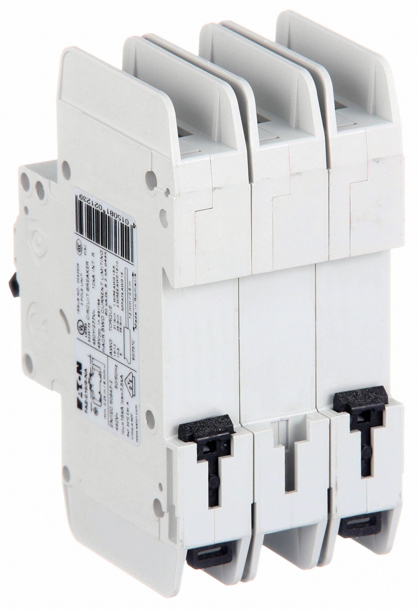 EATON IEC Miniature Circuit Breaker: 10 A Amps, 48/96V DC, 10kA at 277/480V AC, Screw Clamp, C ...
