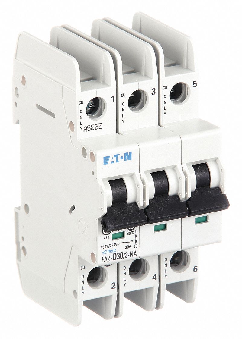 EATON, 30 A Amps, 48/96V DC, IEC Miniature Circuit Breaker - 19YG86|FAZ-D30/3-NA - Grainger