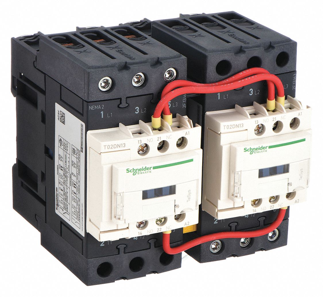 SCHNEIDER, Reversing, 3 Poles, NEMA Magnetic Contactor - 19YJ04 ...