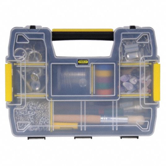 STANLEY, 11 1/2 in x 8 1/2 in x 2 7/8 in, Clear/Black/Yellow ...
