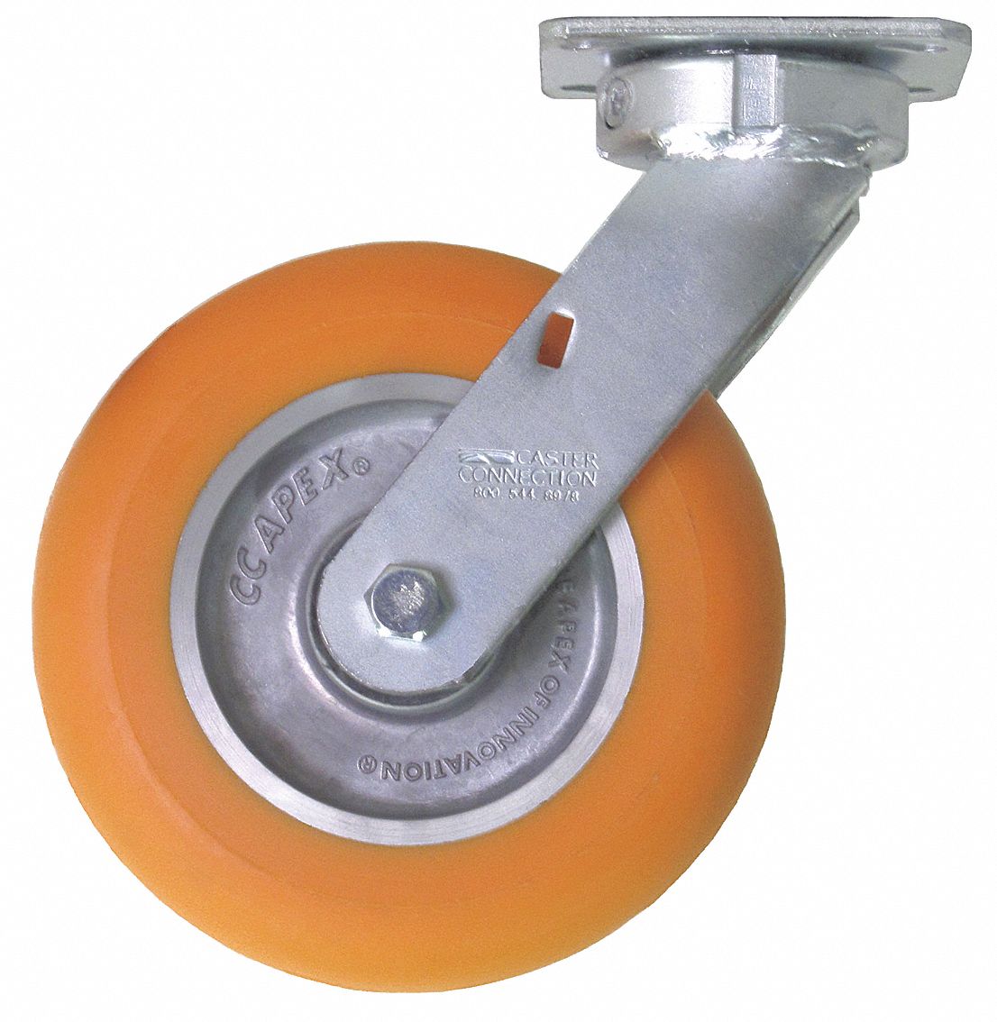 Plate Caster, Kingpinless Swivel, Polyurethane, 1200 lb, 8 in Wheel Dia ...