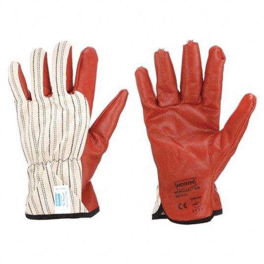 Chore Gloves,Nitrile, L,Wht/Red/Black,PR - Grainger