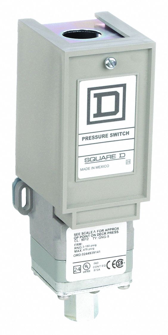 TELEMECANIQUE SENSORS, 3 psi – 150 psi, 9012G Series, Pressure Switch ...