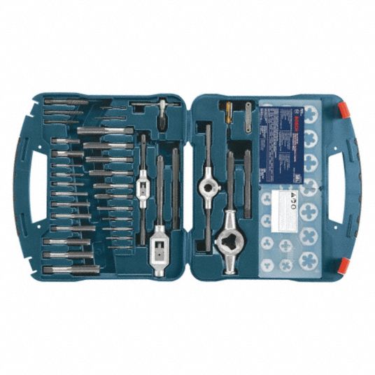 BOSCH Tap and Die Set, 58 pc, High Speed Steel - 1A520|96502 - Grainger