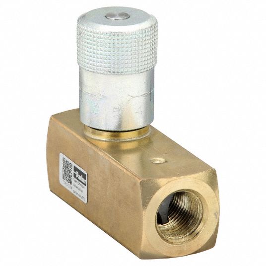 PARKER, 15 gpm Max Flow Rate, 1/2 in NPT, Hydraulic Flow Control Valve ...