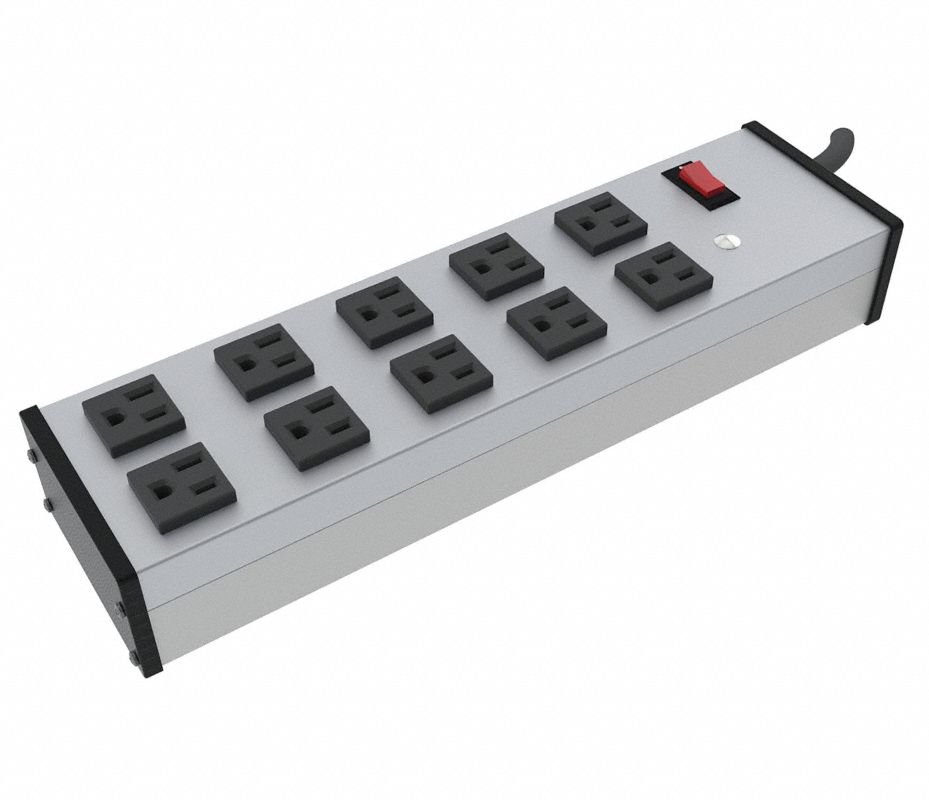 POWER FIRST Barra Multicontactos con 10 contactos Aluminio Gris ...