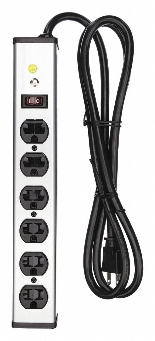 Outlet Strip, Commercial and Industrial, Aluminum, 6 Total Number of ...
