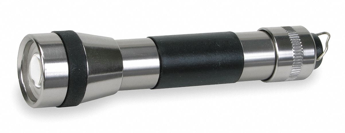 Mini Flashlight, Aluminum, Maximum Lumens Output: 2, Silver, 3.50 in ...