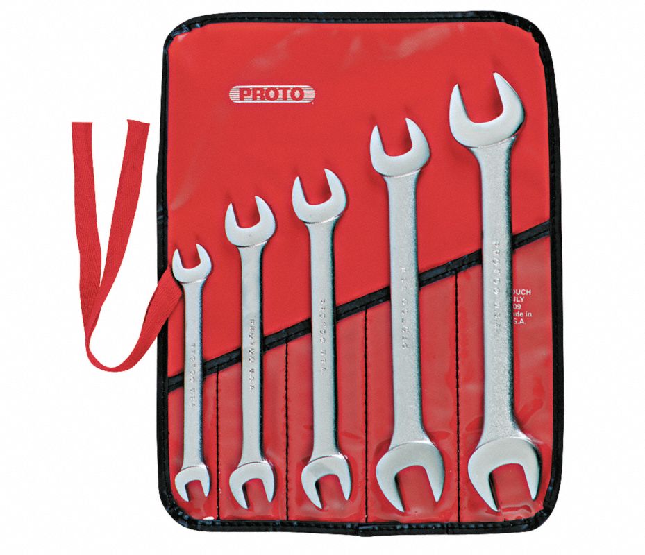 PROTO Juego de Llaves con Extremo Abierto, SAE, Número de Piezas: 5, Ángulo de la Cabeza: 15 ...