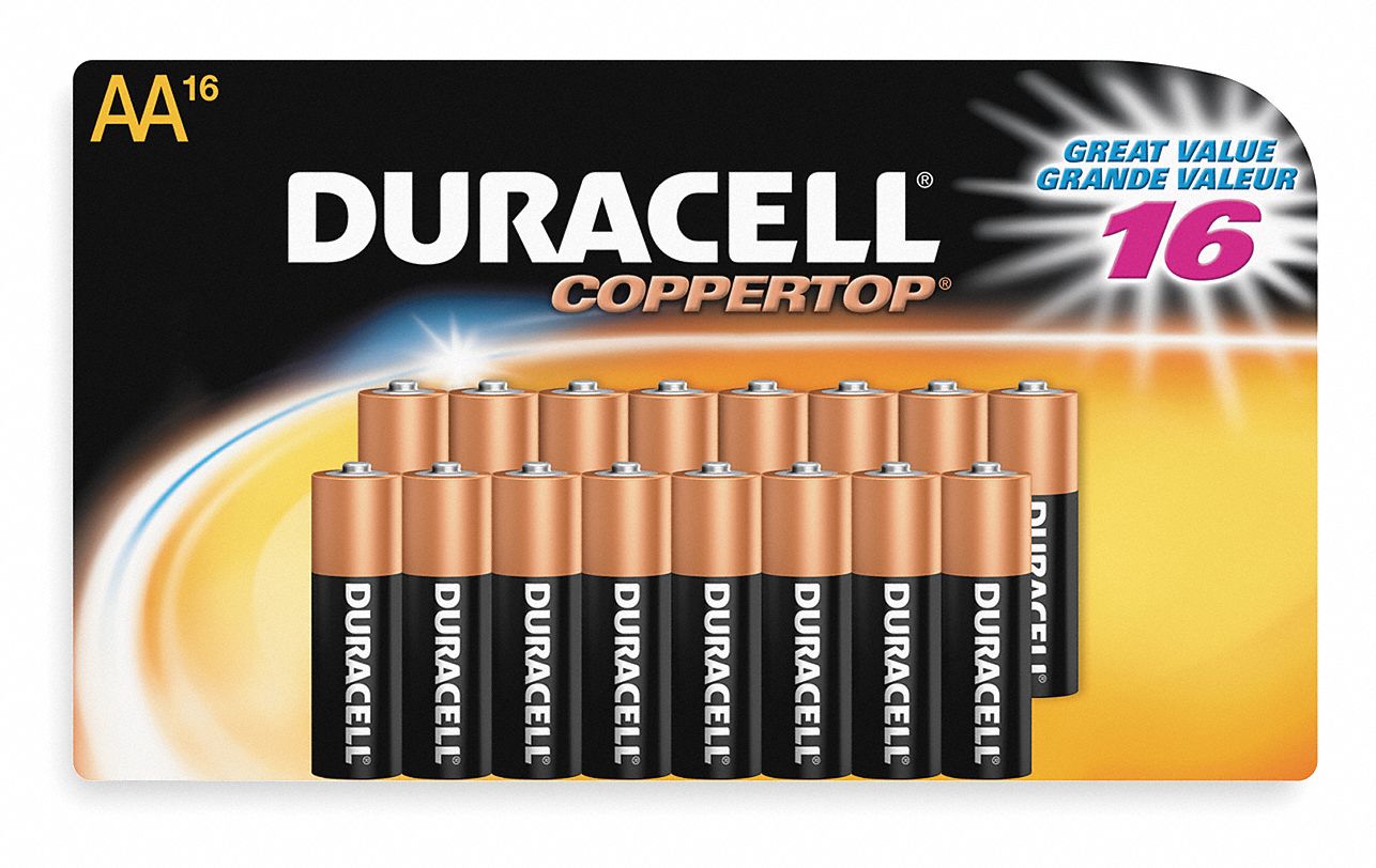 Standard Battery,AA,Alkaline,Pk16 - Grainger