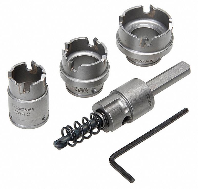 GREENLEE Hole Cutter Kit: 4 Pieces, 7/8 in to 1 3/8 in Saw Size Range ...