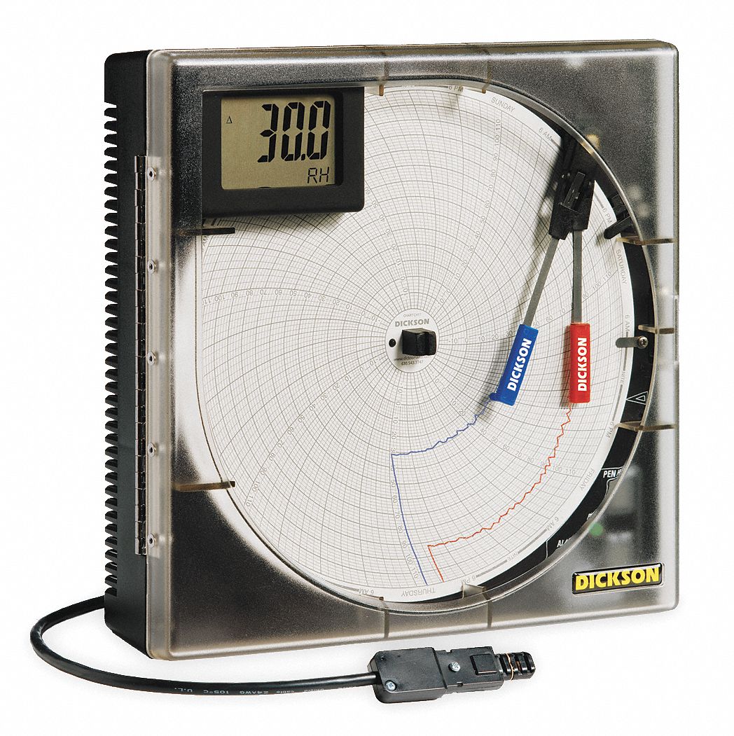 DICKSON Temp Humidity For 8 In Chart Size Circular Chart Recorder 