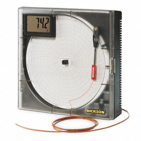 DICKSON Circular Chart Recorder, Temperature, Type K Thermocouple, 1, 7 ...