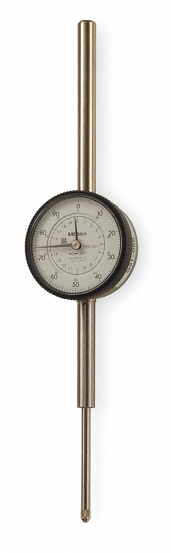 MITUTOYO Dial Indicator - Lug Back: 0 in to 2 in Range, Continuous Reading, 0-100 Dial Reading ...