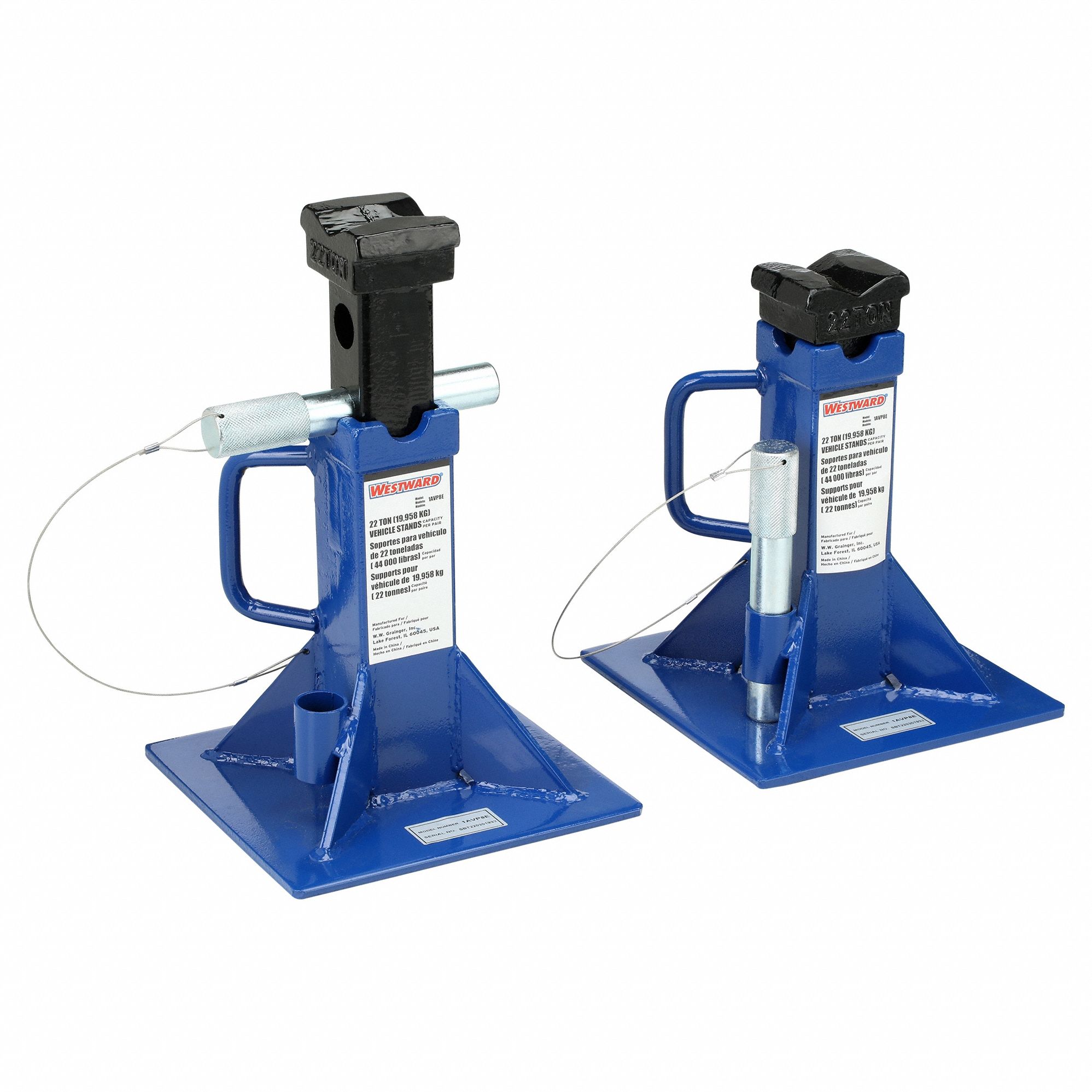 WESTWARD, Pin Adjustment, 22 ton Load Capacity, Vehicle Stand - 1AVP8 ...