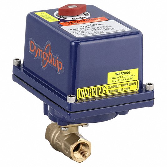 DYNAQUIP CONTROLS, 1/2 in, Brass, Electrically Actuated Two-Way Ball ... DYNAQUIP CONTROLS, 1/2 in, Brass, Electrically Actuated Two-Way Ball ...