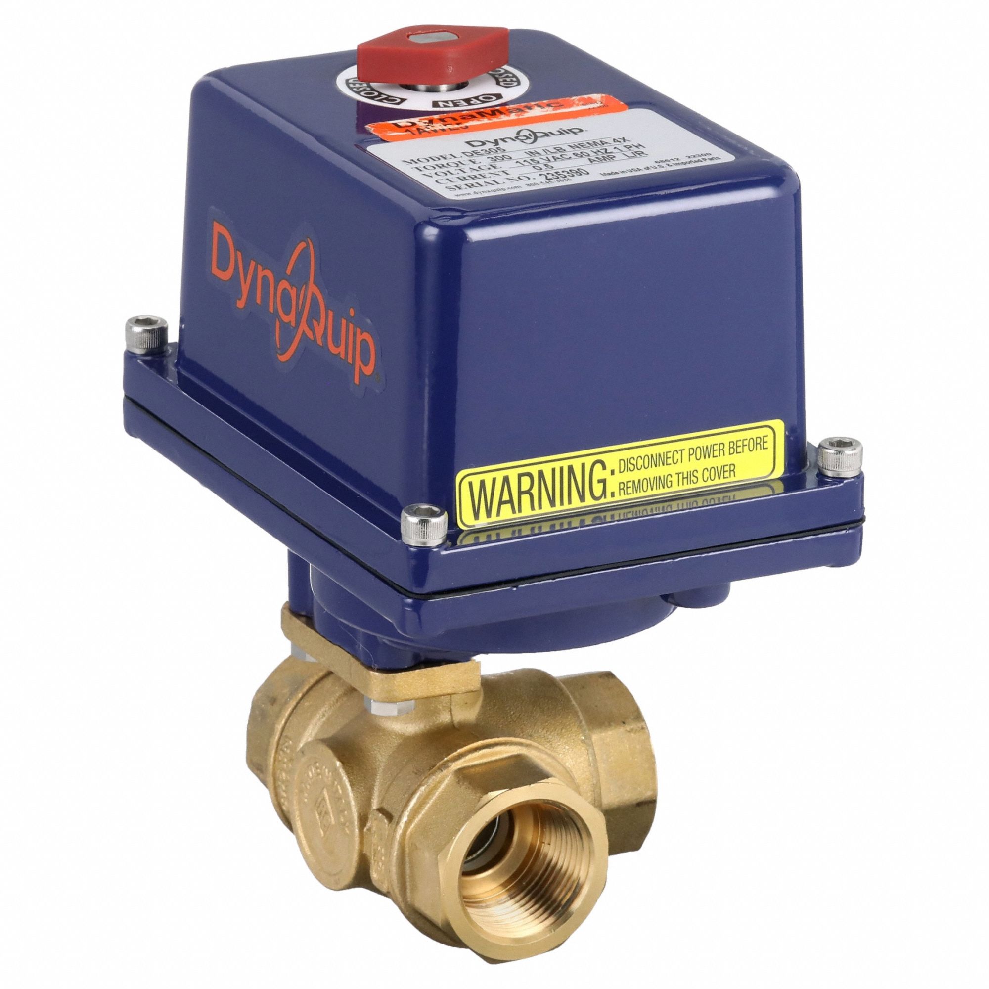 DYNAQUIP CONTROLS, 1 in, Brass, Electrically Actuated Three-Way Ball ... DYNAQUIP CONTROLS, 1 in, Brass, Electrically Actuated Three-Way Ball ...
