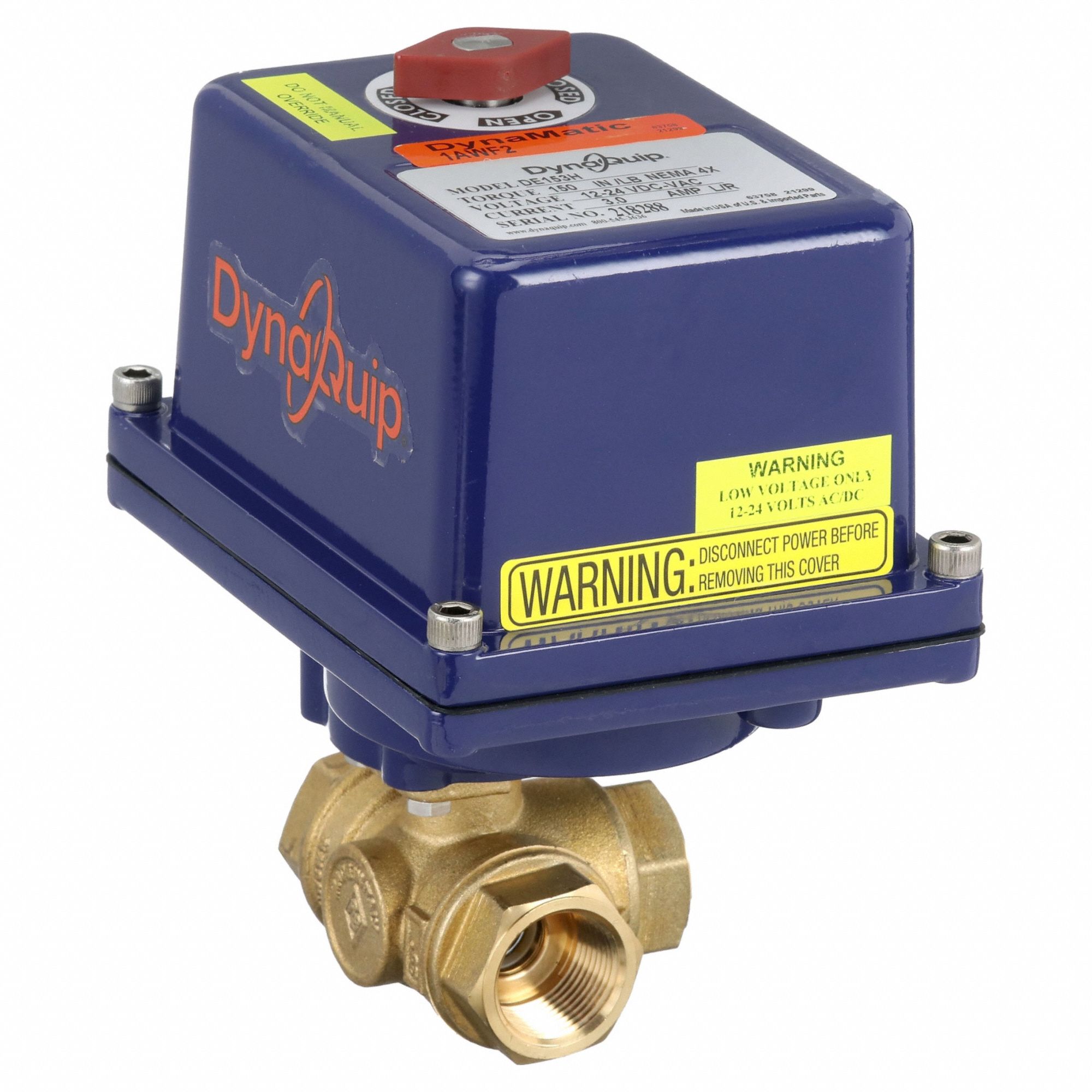 DYNAQUIP CONTROLS, 3/4 in, Brass, Electrically Actuated Three-Way Ball ... DYNAQUIP CONTROLS, 3/4 in, Brass, Electrically Actuated Three-Way Ball ...
