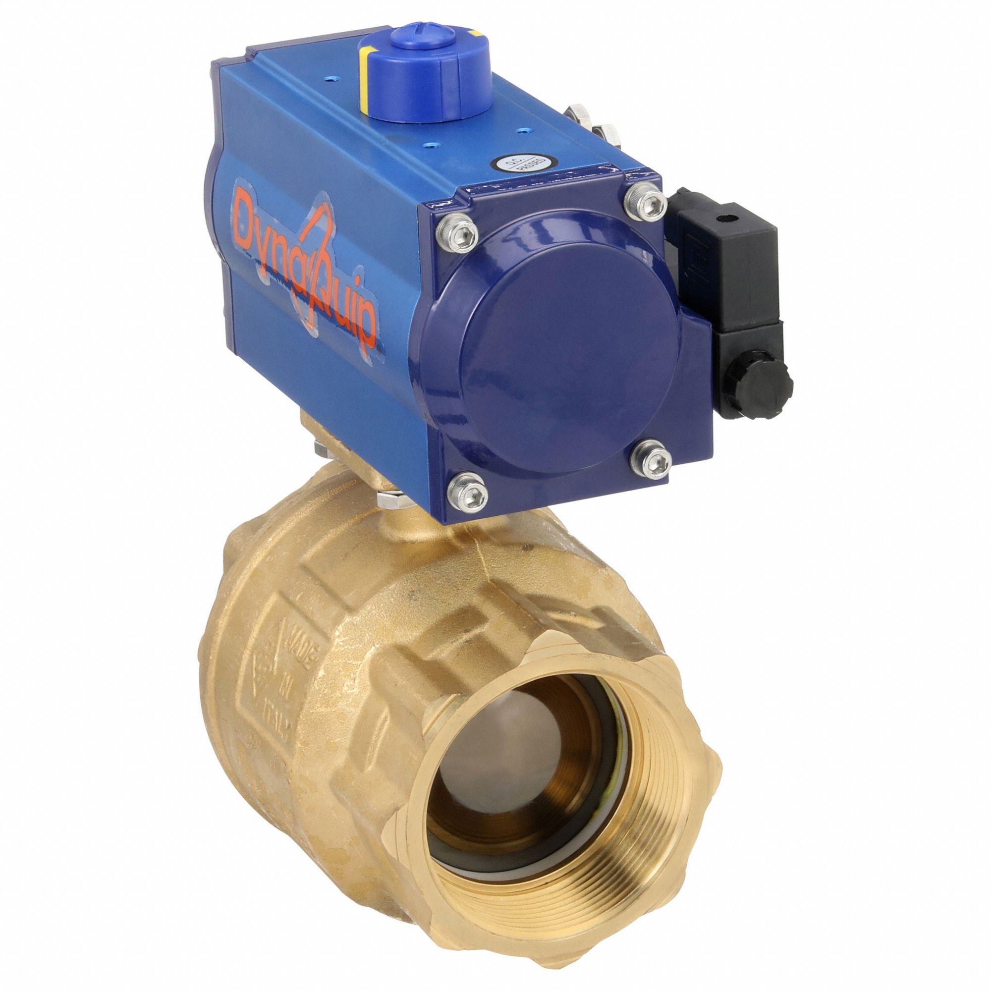 DYNAQUIP CONTROLS, 3 in, Brass, Pneumatically Actuated Two-Way Ball ...