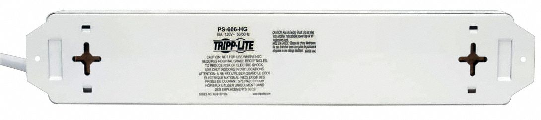 TRIPP LITE Outlet Strip: 6 Outlets, 6 ft Cord Lg, 15 A Max. Amps, Metal ...