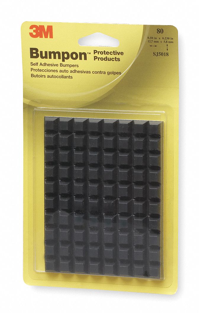 3M, Black, Polyurethane, Self-Adhesive Bumper - 1AYD3|SJ5018 - Grainger