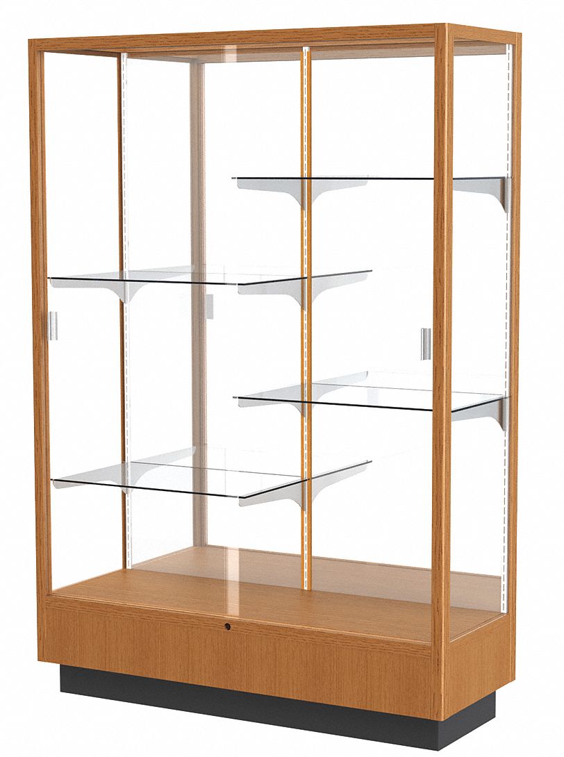 Floor Display Case,Autumn Oak - Grainger