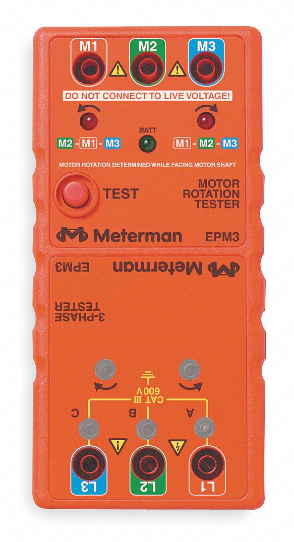 Phase And Motor Rotation Tester 100 To 600v Ac Voltage Range Grainger