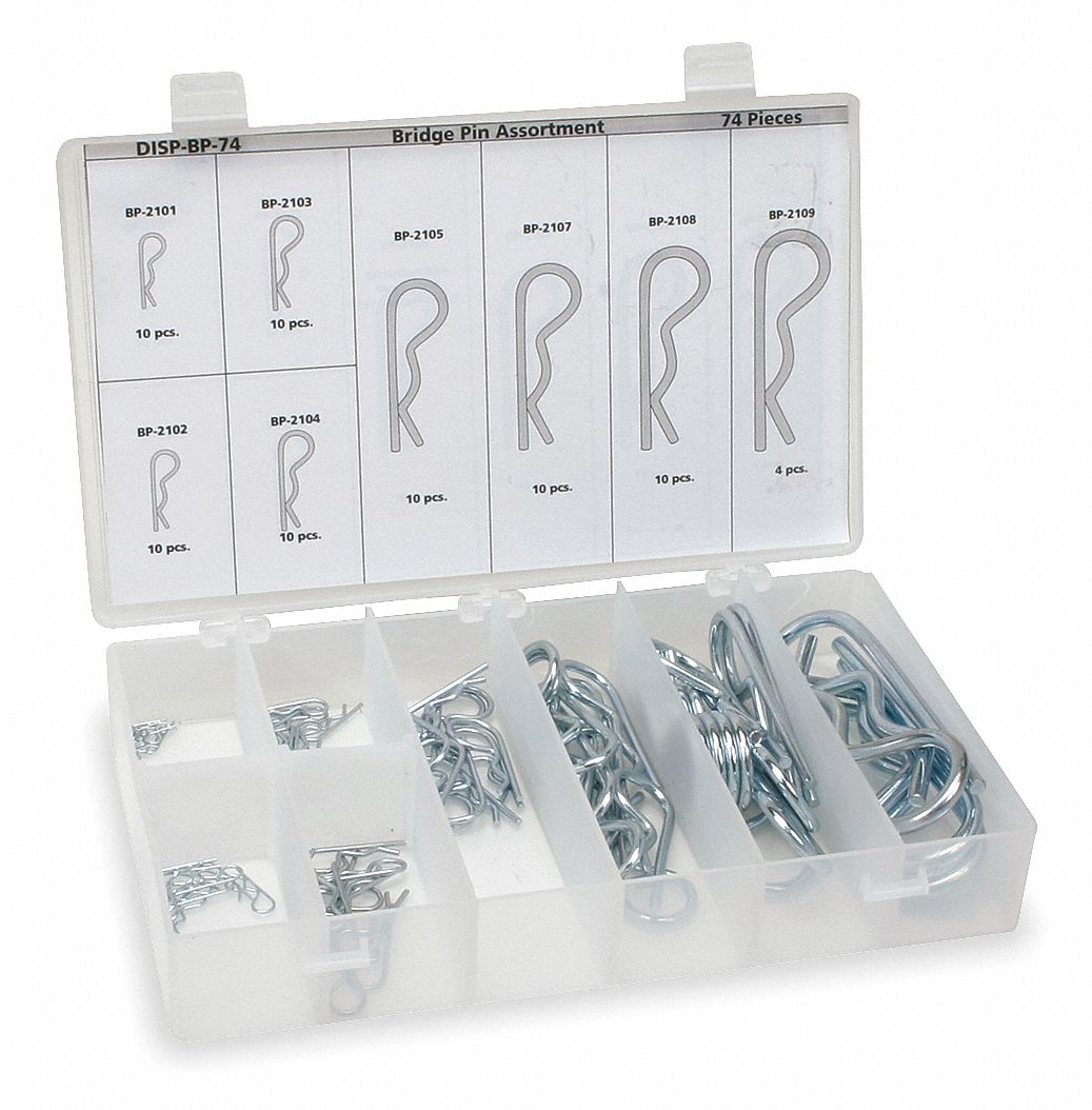 Steel Cotter Pin Assortment, Sizes: 8, Zinc Plated Fastener Finish ...