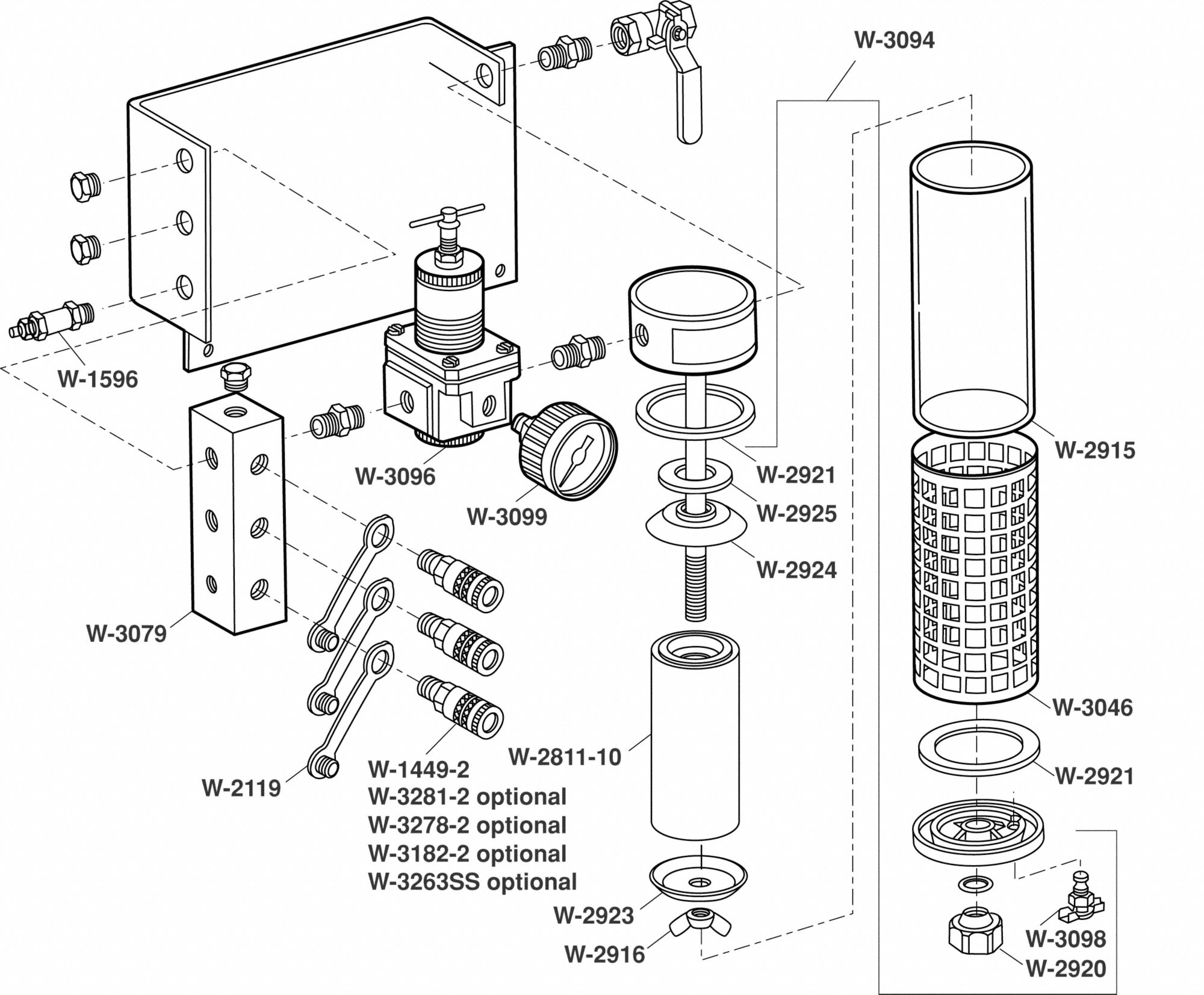 3M Wall Mount Air Filter and Regulator Panel: 105 psi Max Pressure, 50 ...